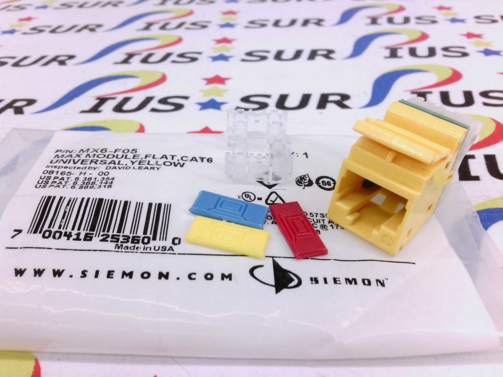 Siemon MX6-F05 Outlet MAX UTP Cat6 RJ45 Flat Yellow Punch down T568A/B ...