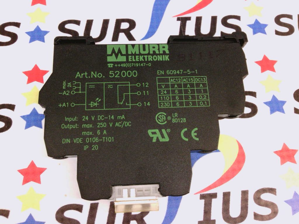 Murr Elektronik Output Relay SPDT 24V Coil 250V 6A Output 52000 - Surpius