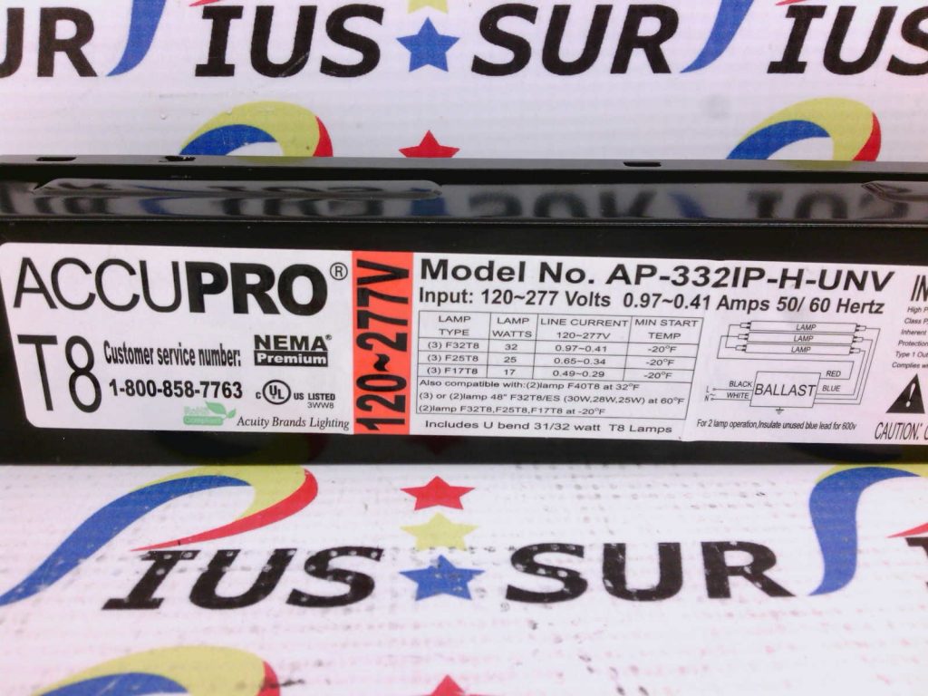 AccuPro AP-332IP-H-UNV AP332IPHUNV Instant Start Electronic Ballast T8 ...