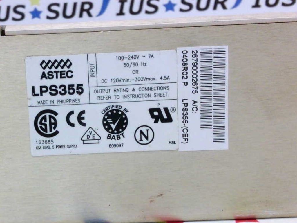 ASTEC LPS355 LPS 355 POWER SUPPLY PSU 100-240VAC 7A 50/60 120-300VDC ...