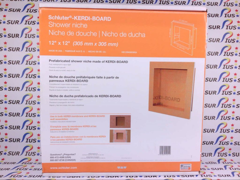 Schluter KERDI-BOARD-SN Shower Niche 12x12 KB12SN305305A Prefabricated ...