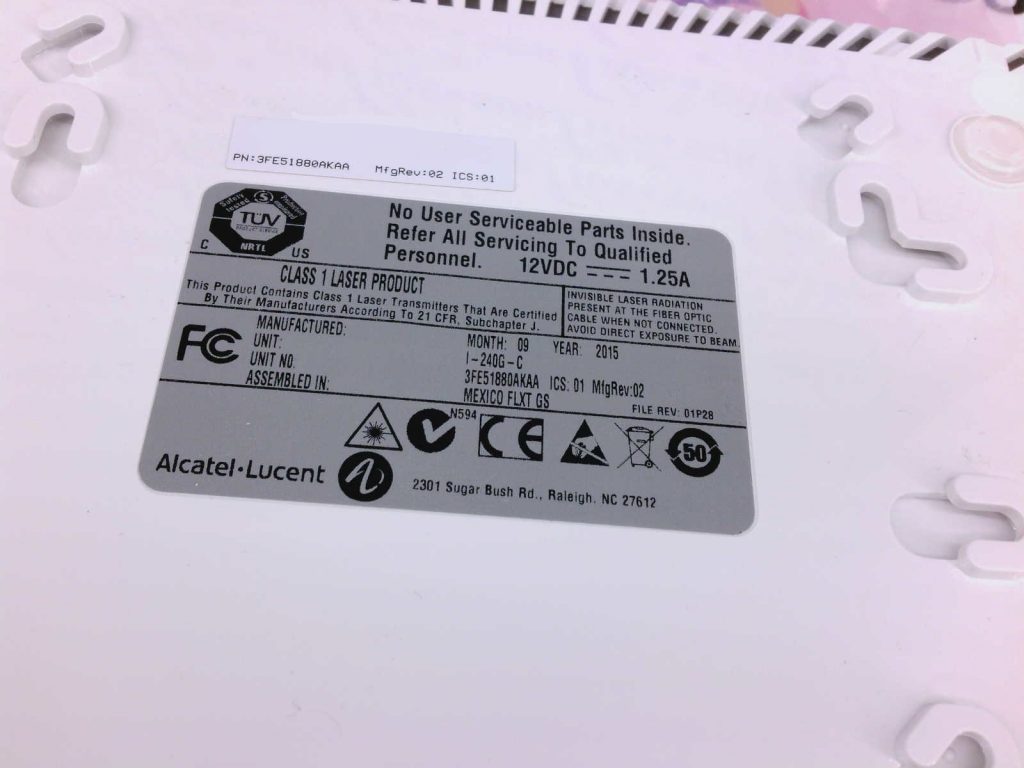 Alcatel Lucent 3FE51880AK I-240G-C Fiber Optic Modem Router Gateway ...