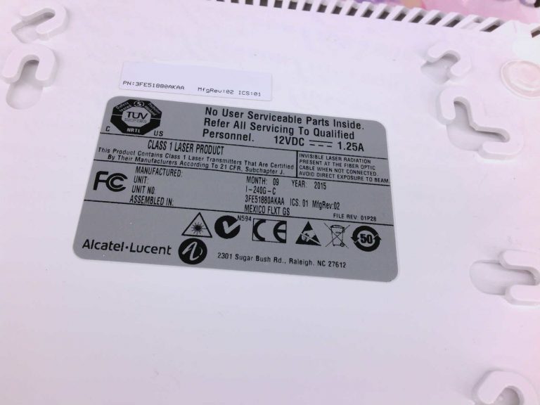 Alcatel Lucent 3FE51880AK I-240G-C Fiber Optic Modem Router Gateway ...