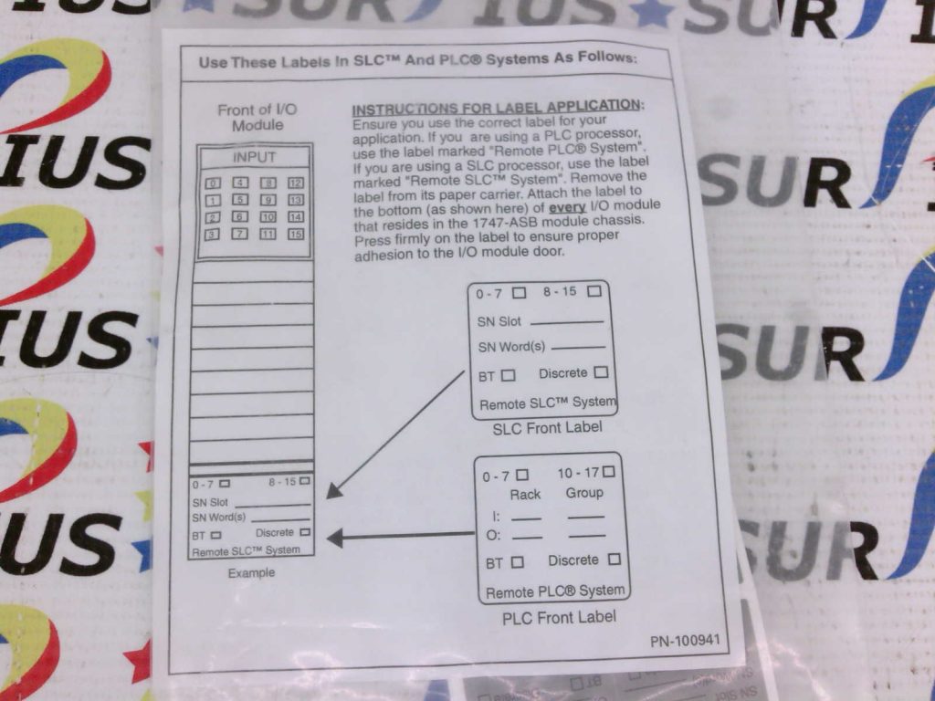 Allen Bradley 40847-416-51 SLC and PLC Label Kit 30 Labels - Surpius