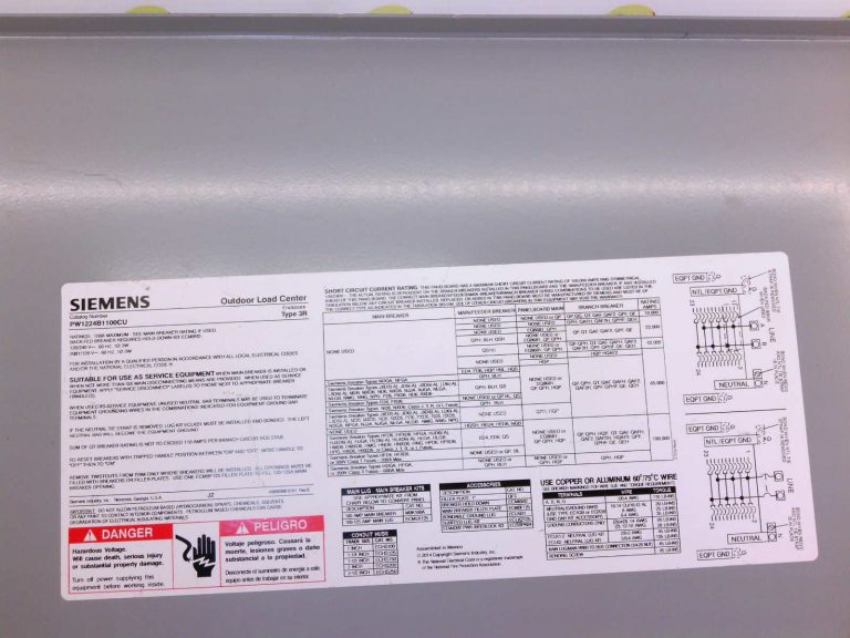 SIEMENS PW1224B1100CU OUTDOOR LOAD CENTER 3R DOOR ENCLOSURE COVER W ...