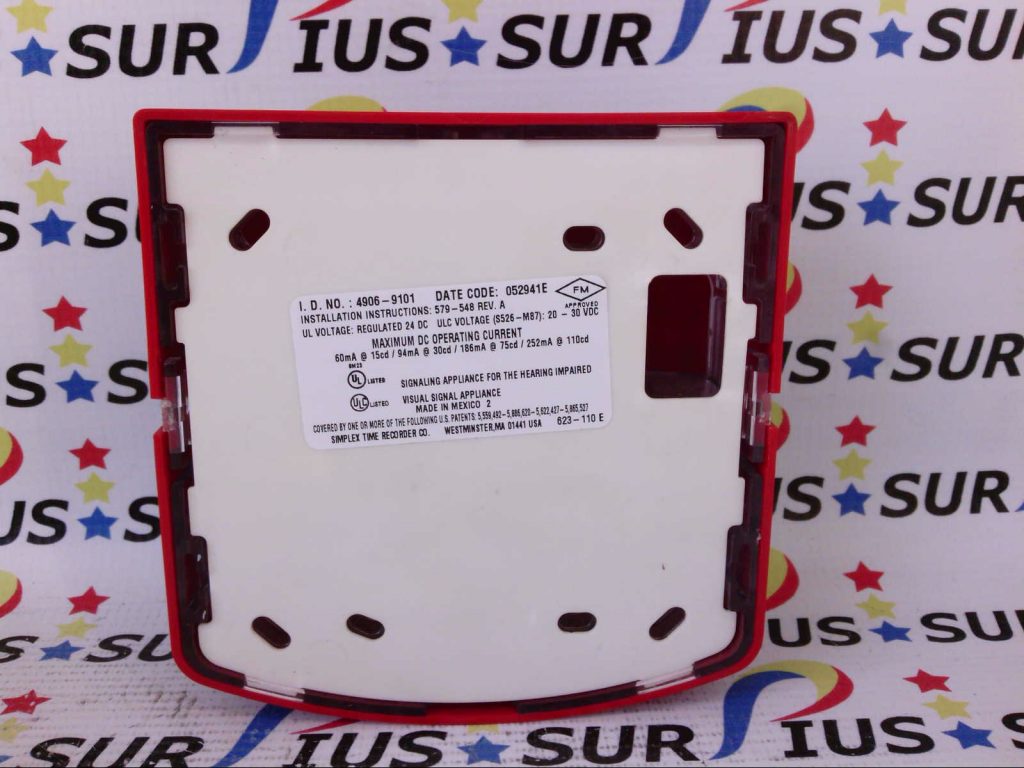 Simplex TrueAlert Fire Alarm and Strobe 24 DC 4906-9101 49069101 - Surpius