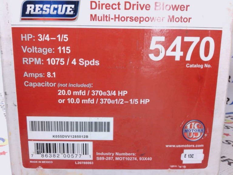 US Motors Rescue 5470 Direct Drive Blower Multi-HP Motor ...