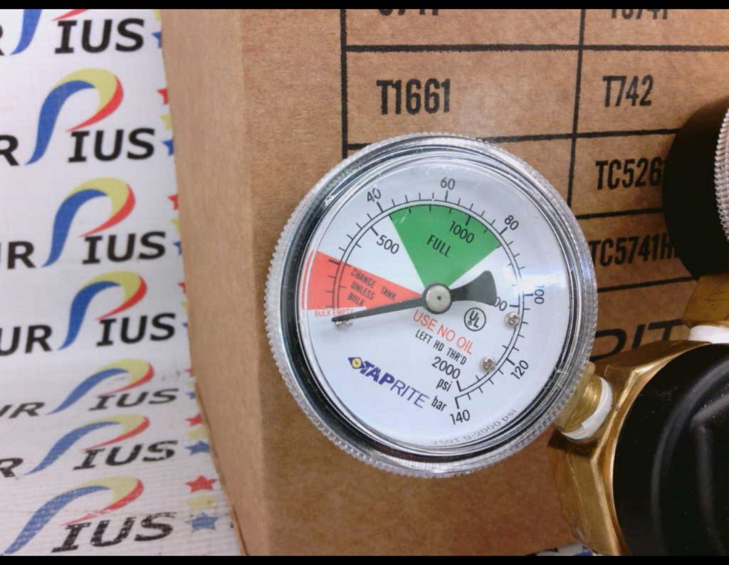Taprite 3741 Primary CO2 Pressure Regulator Dual Gauge - Surpius