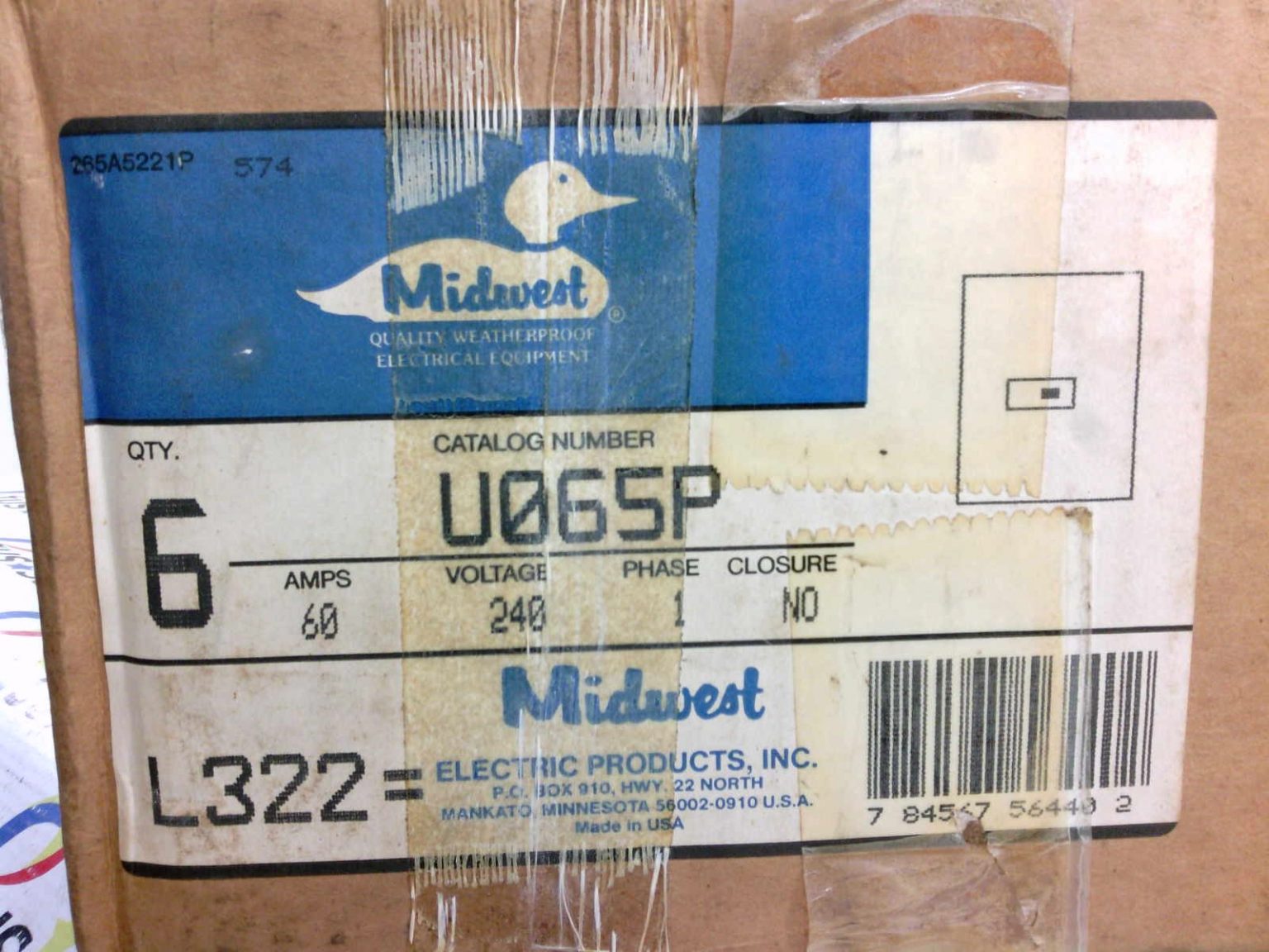 Midwest Electric U065P Case of 6 AC Disconnect 60amp 240v Non Fuseable ...