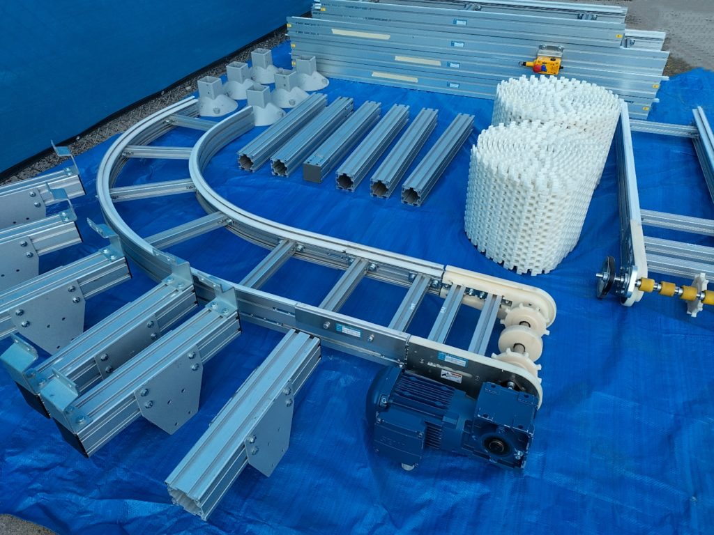 Modu-Systems 30ft Modular Conveyor with Curve 90 degree Turn Food Grade ...